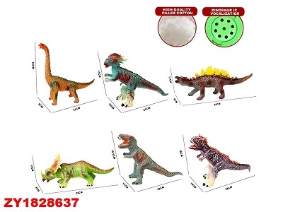 Six mixed dinosaurs Brachiosaurus, Pachycephalosaurus, Stegosaurus ...