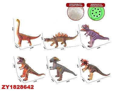 Six mixed dinosaurs Brachiosaurus, Stegosaurus, Torosaurus ...